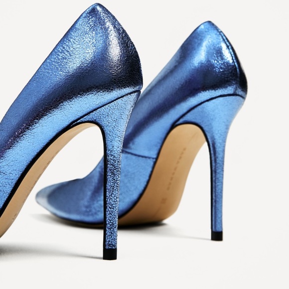 Zara | Shoes | Zara Metallic Blue Heels Send Offers | Poshmark